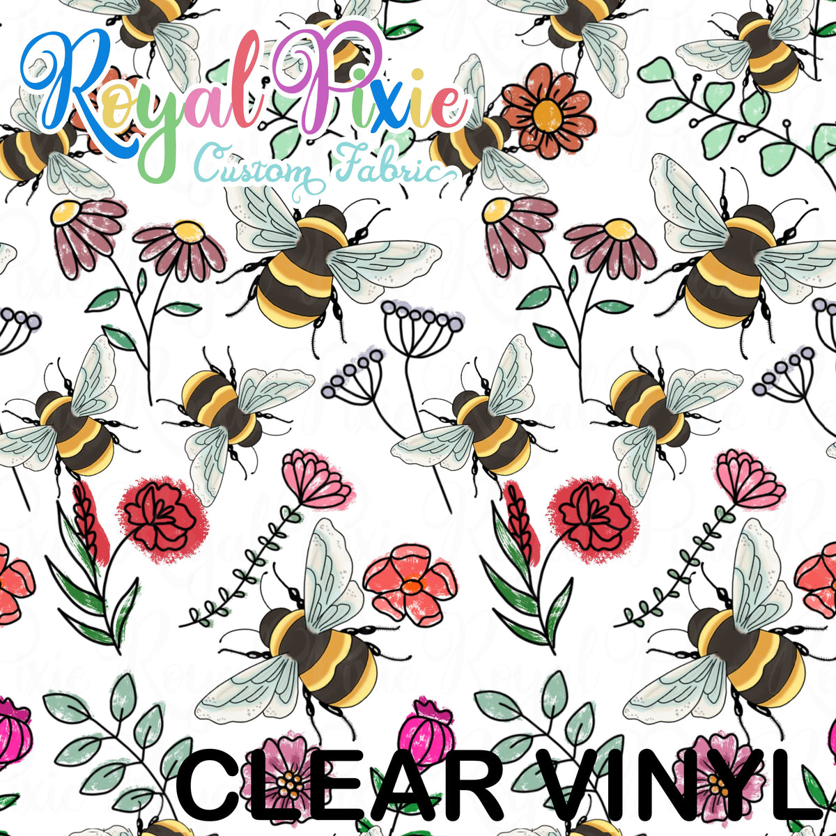 Vinyl Retail - Clear - Bees GLITTER – Royal Pixie Custom Fabric
