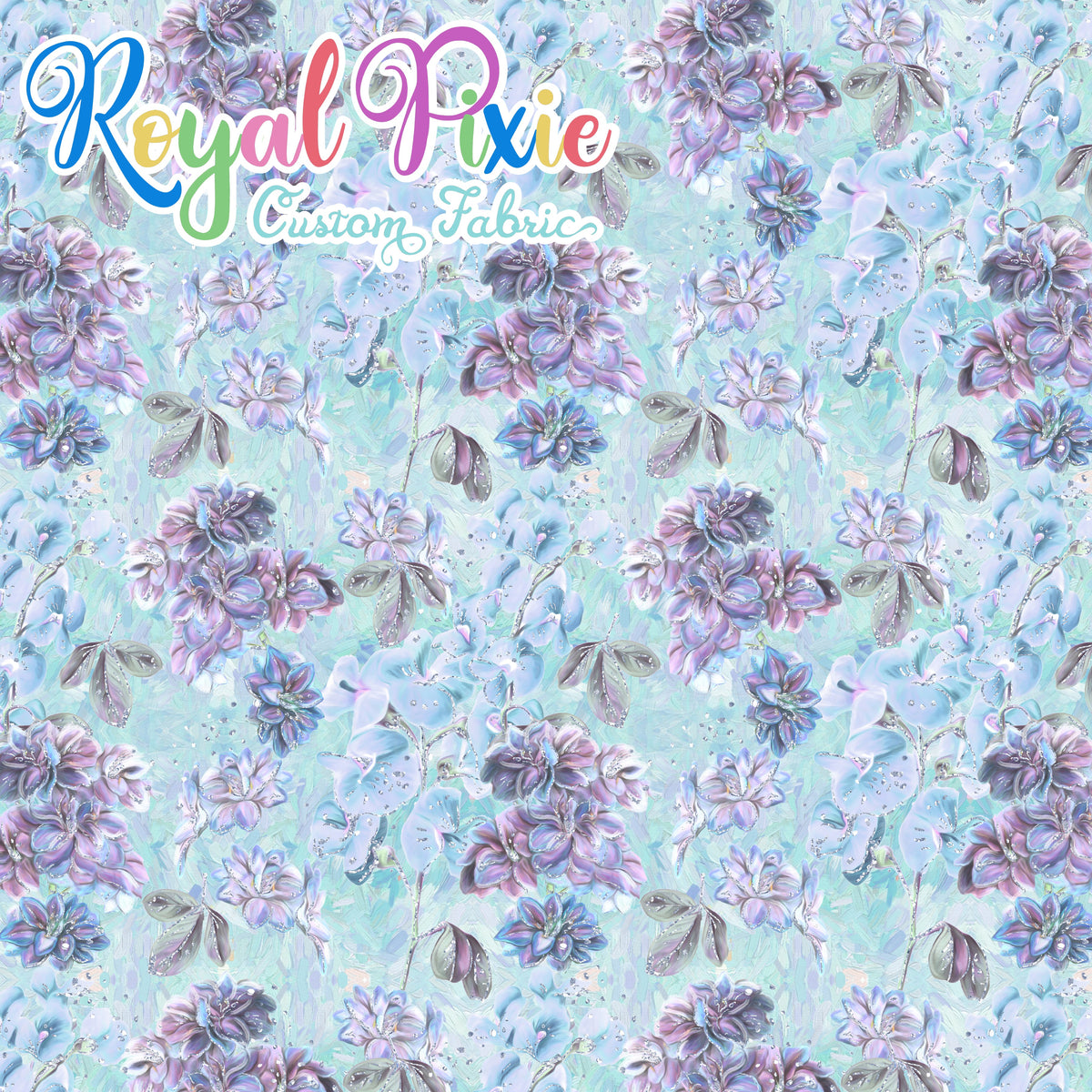 Vinyl Retail - Blooming Books Floral Blue – Royal Pixie Custom Fabric
