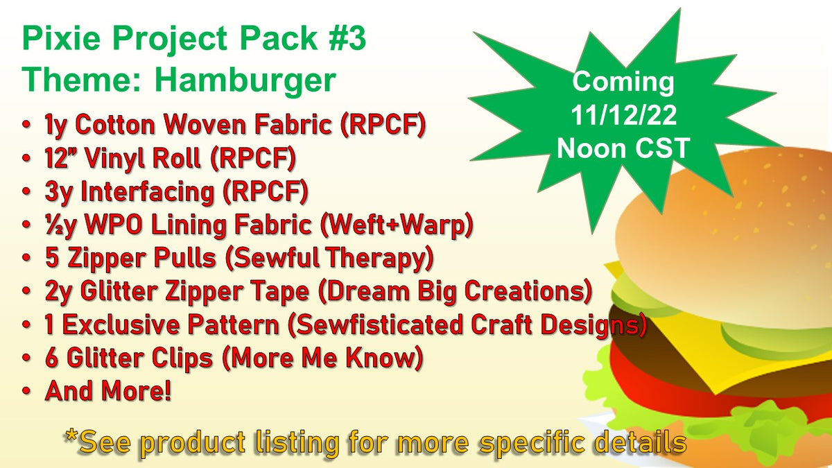 Pixie Project Pack #3 - Hamburger Pack Retail – Royal Pixie Custom Fabric