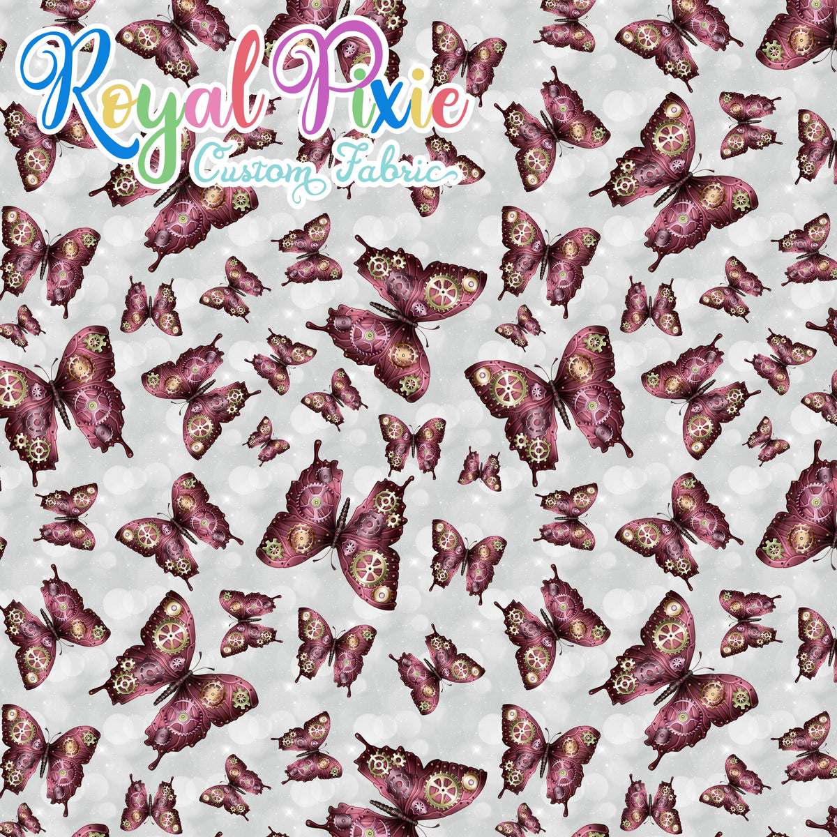 Vinyl Retail - Mechanical Butterflies on White – Royal Pixie Custom Fabric