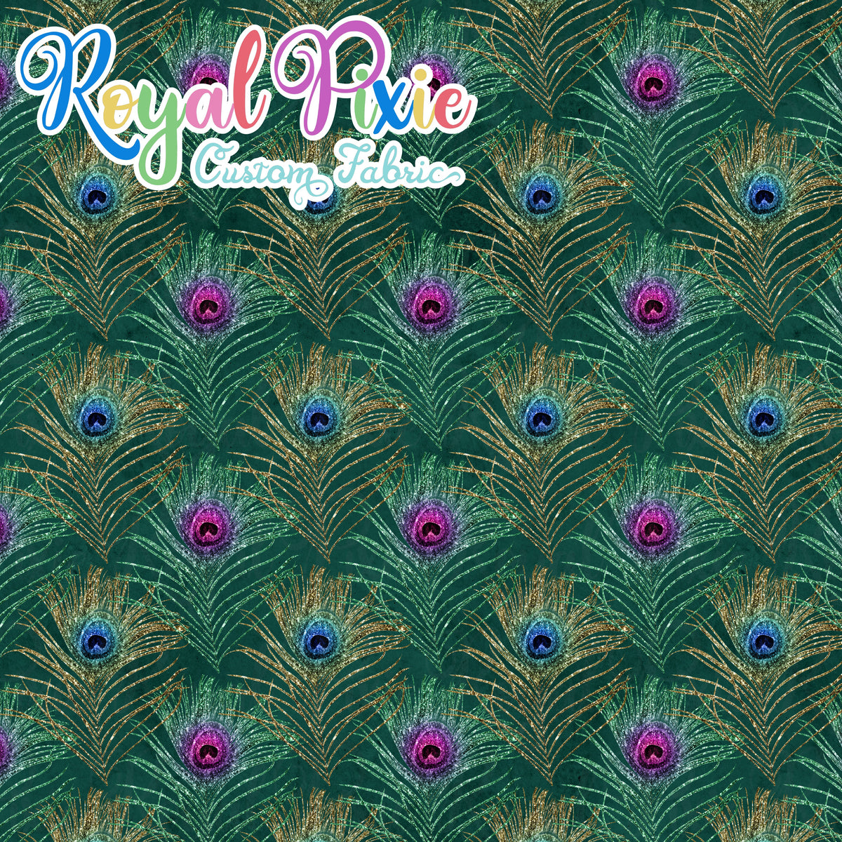 Vinyl Retail - Peacock Feathers Green – Royal Pixie Custom Fabric