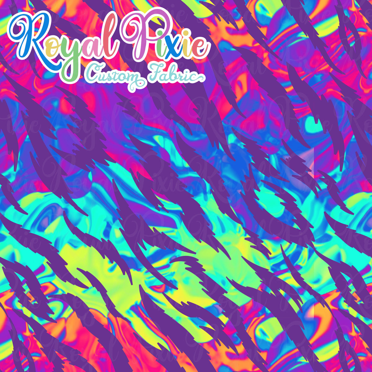 Retail - Rainbow Tiger Stripe Cotton Woven – Royal Pixie Custom Fabric